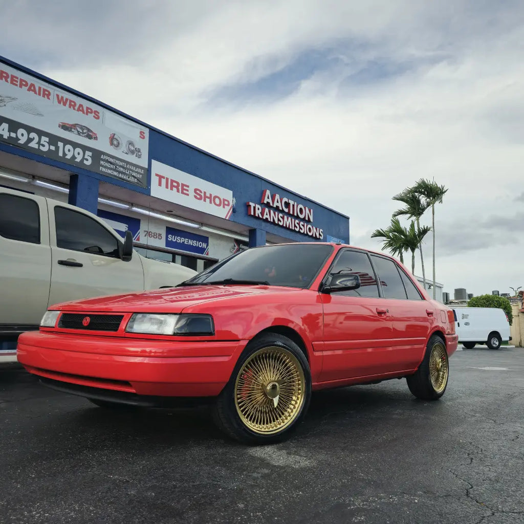 17 Inch Player Wire Wheels Gold Mazda Protege Rims 17x8 205/40R17 Coso ...