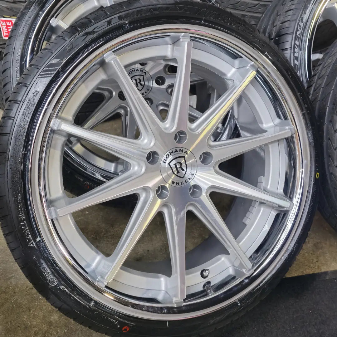 19" Rohana RCF10 Staggered Machine Face W/ Chrome Lip Wheels RIMS BP ...