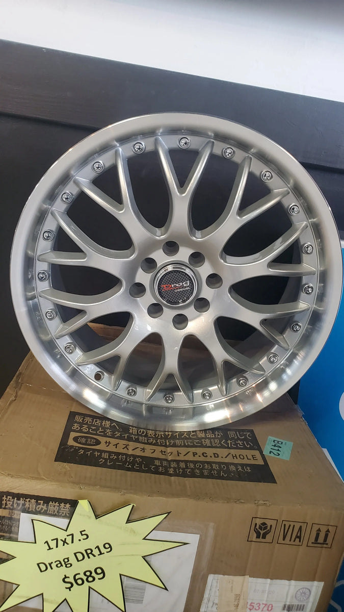 17" Inch Drag DR19 Silver Wheels Rims BP: 5x114.3 dodge dart Mazda mx ...