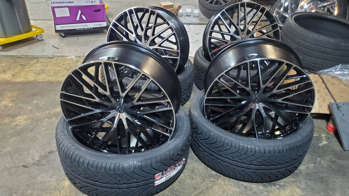 24" 24x10 Massiv 925 Black Machine Wheels 6x135 Rims Ford F150 Wheels ...