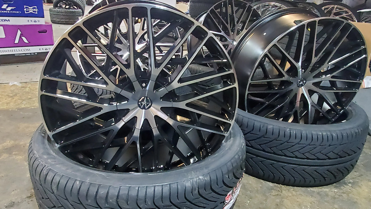 24" 24x10 Massiv 925 Black Machine Wheels 6x135 Rims Ford F150 Wheels ...