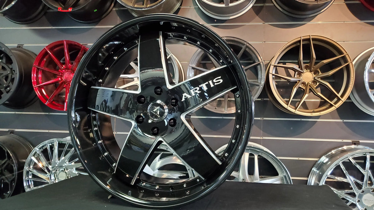 24" Inch Artis Booya Black Wheels Tire Package 24x10 Rims 305/35ZR24 D ...