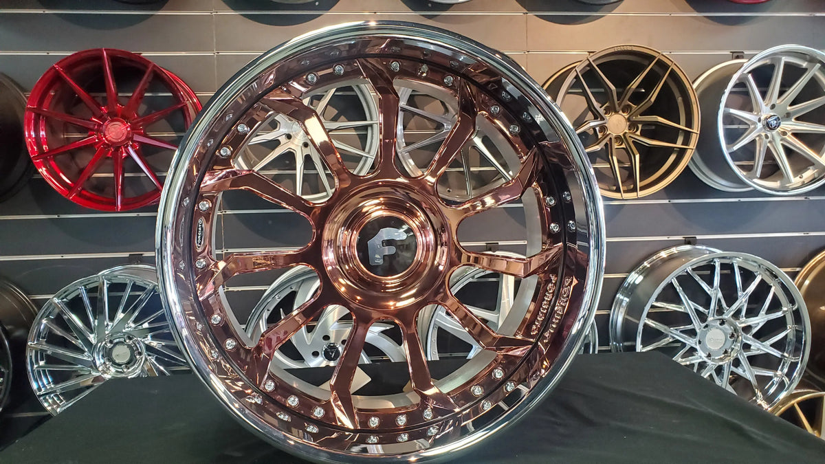 26" FORGIATO NB6 Brushed Face W/ Chrome lip Wheels Staggered 26x9 (Fro ...