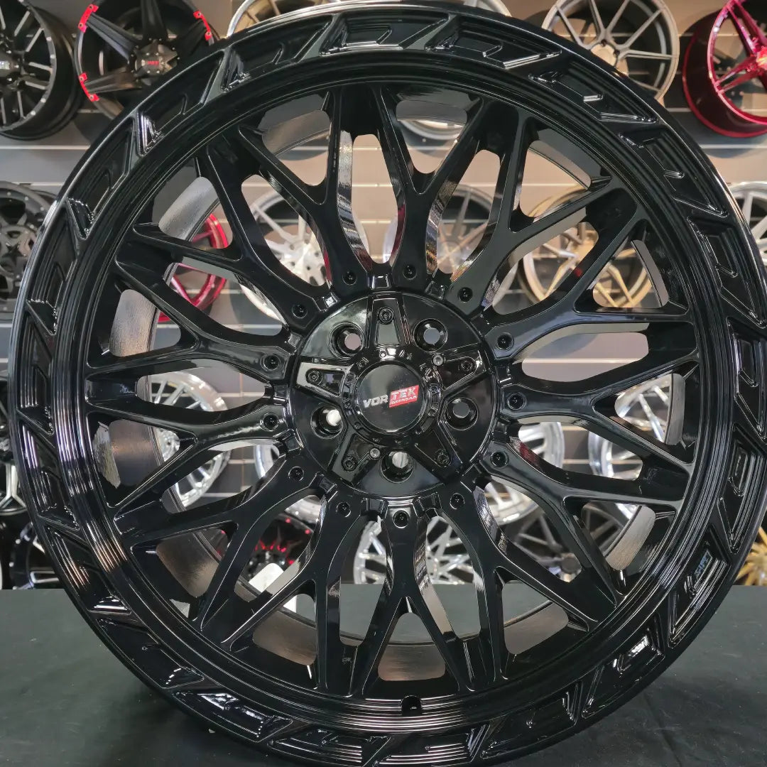 22 Inch Vortek Wheels VRP-503 Gloss Black Jeep Wrangler Rims 22x10 ...
