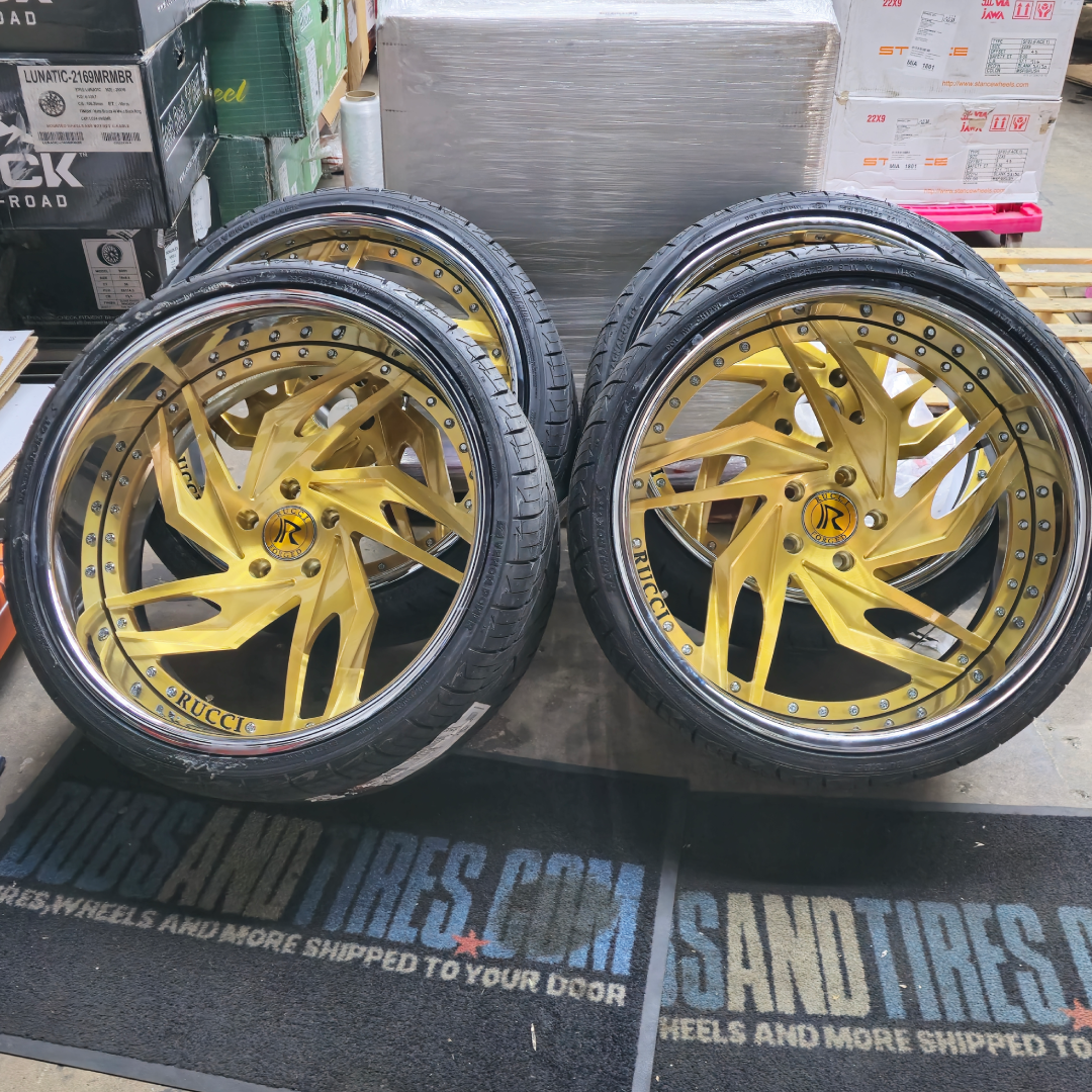 22" Rucci Priority Brushed Face W/ Chrome lip Wheels 22x9 3" Lip ...