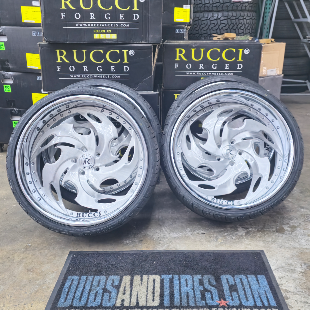 26" Forgiato Girare Brushed Gold Face Chrome Lip Wheels RIMS 26x9 ...