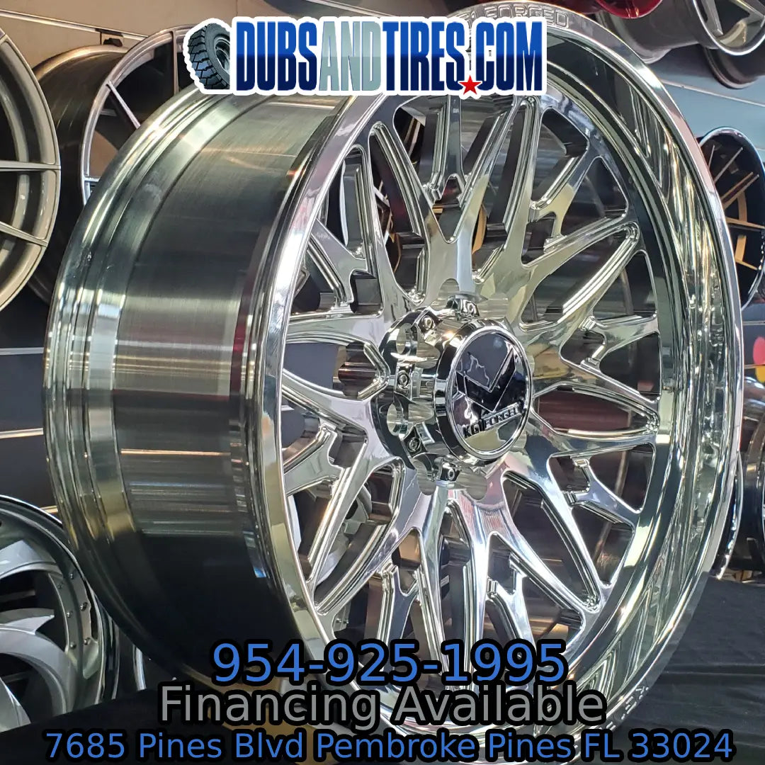 24" Inch KG1 Forged Trident Polished Lip Wheels 24x10, Rims BP: 8x180 ...
