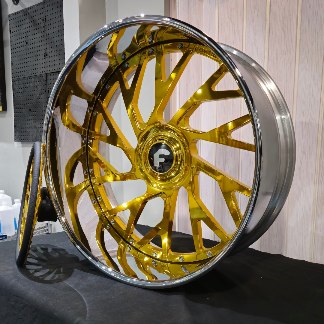 26" Forgiato Girare Brushed Gold Face Chrome Lip Wheels RIMS 26x9 ...