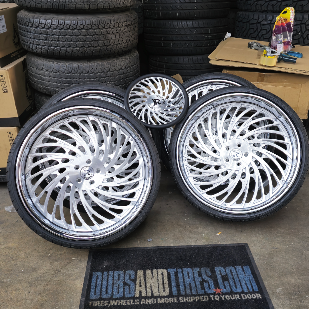 26" Forgiato Girare Brushed Gold Face Chrome Lip Wheels RIMS 26x9 ...