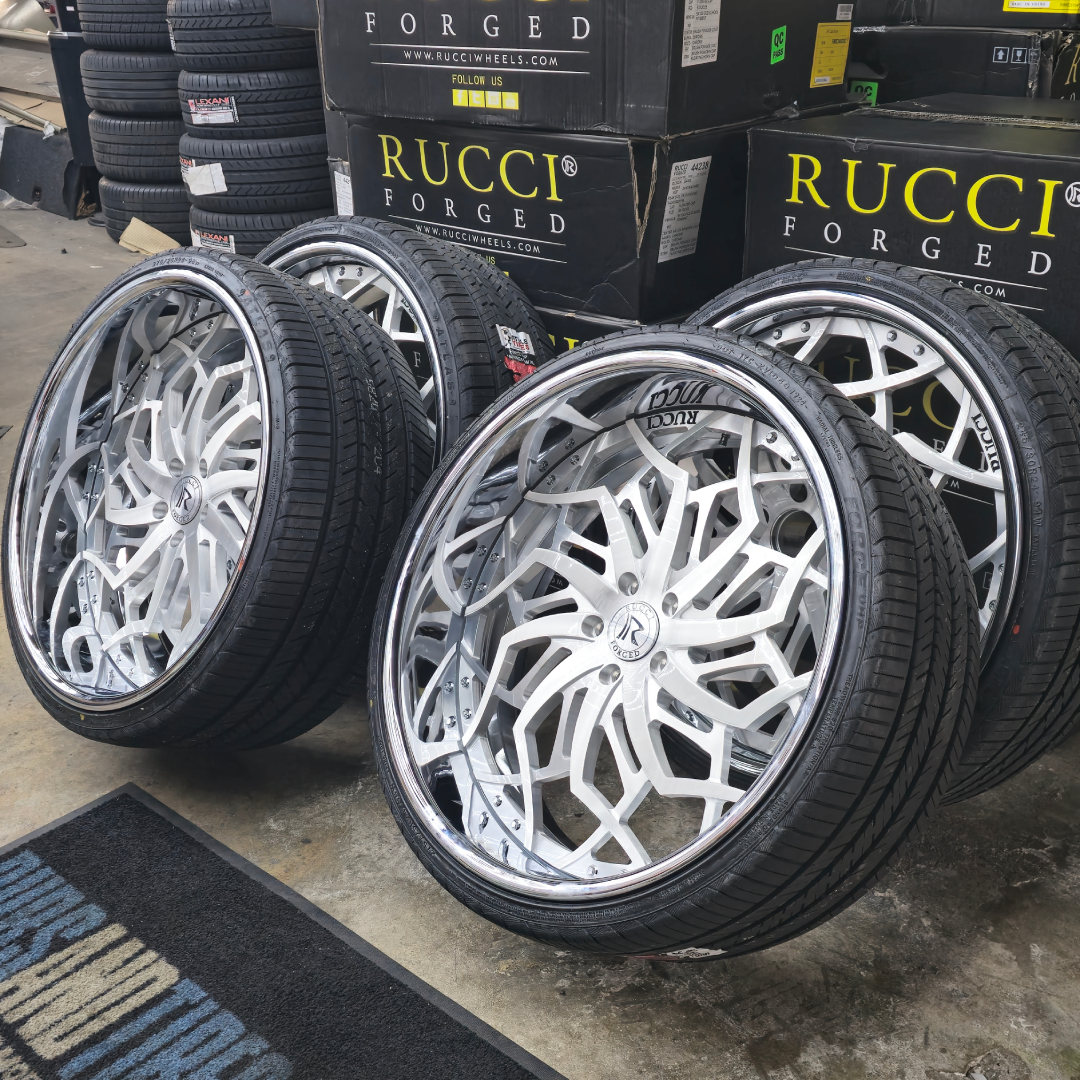 26" Forgiato Girare Brushed Gold Face Chrome Lip Wheels RIMS 26x9 ...