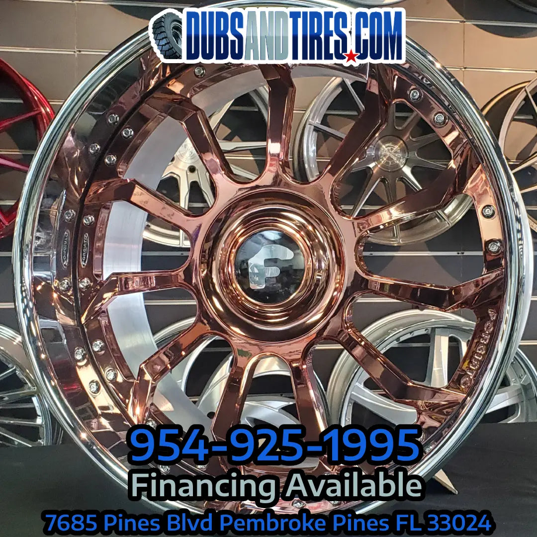 26" FORGIATO NB6 Brushed Face W/ Chrome lip Wheels Staggered 26x9 (Fro ...