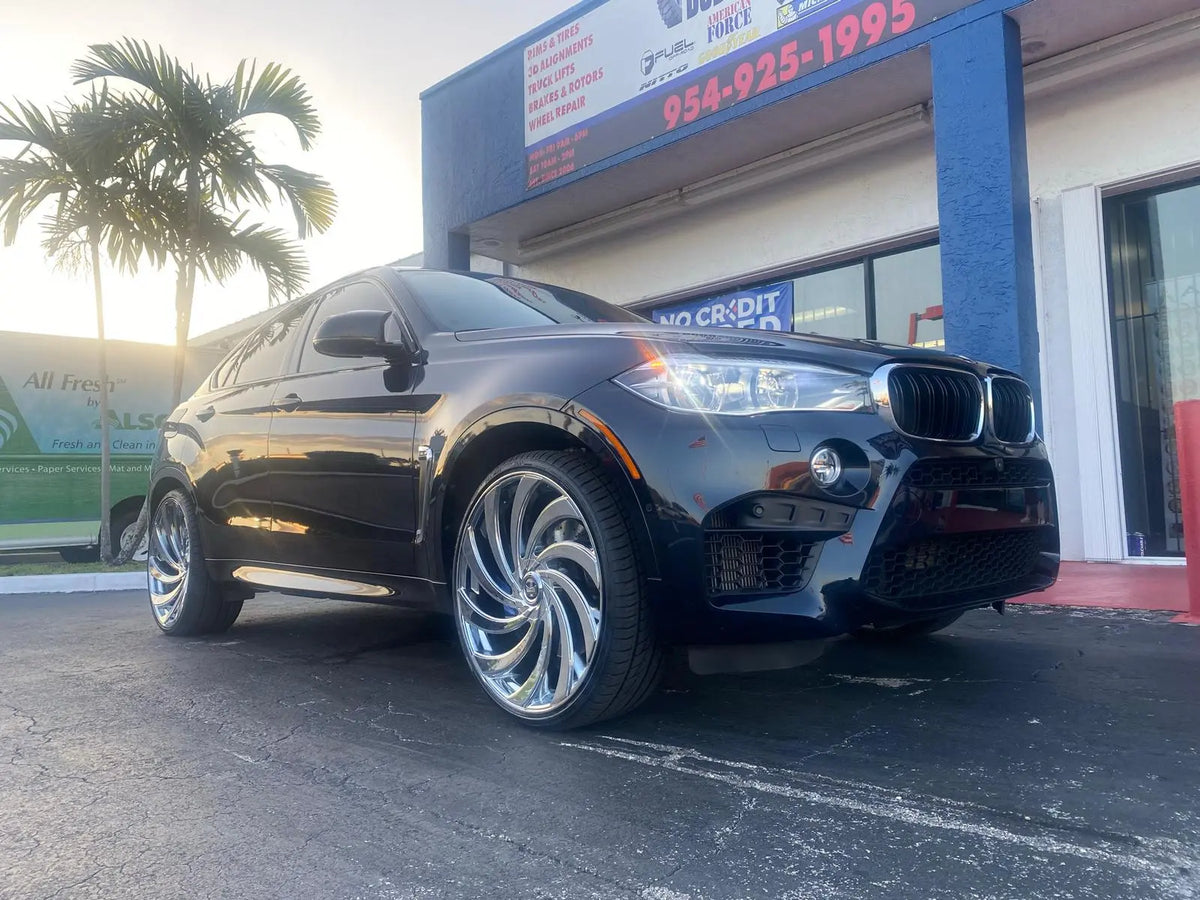 24 Inch Dub Delish Chrome Wheels 24x9 & 24x10 Rims BMW X6 255/25ZR24 2 ...