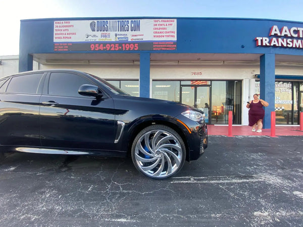 24 Inch Dub Delish Chrome Wheels 24x9 & 24x10 Rims BMW X6 255/25ZR24 2 ...