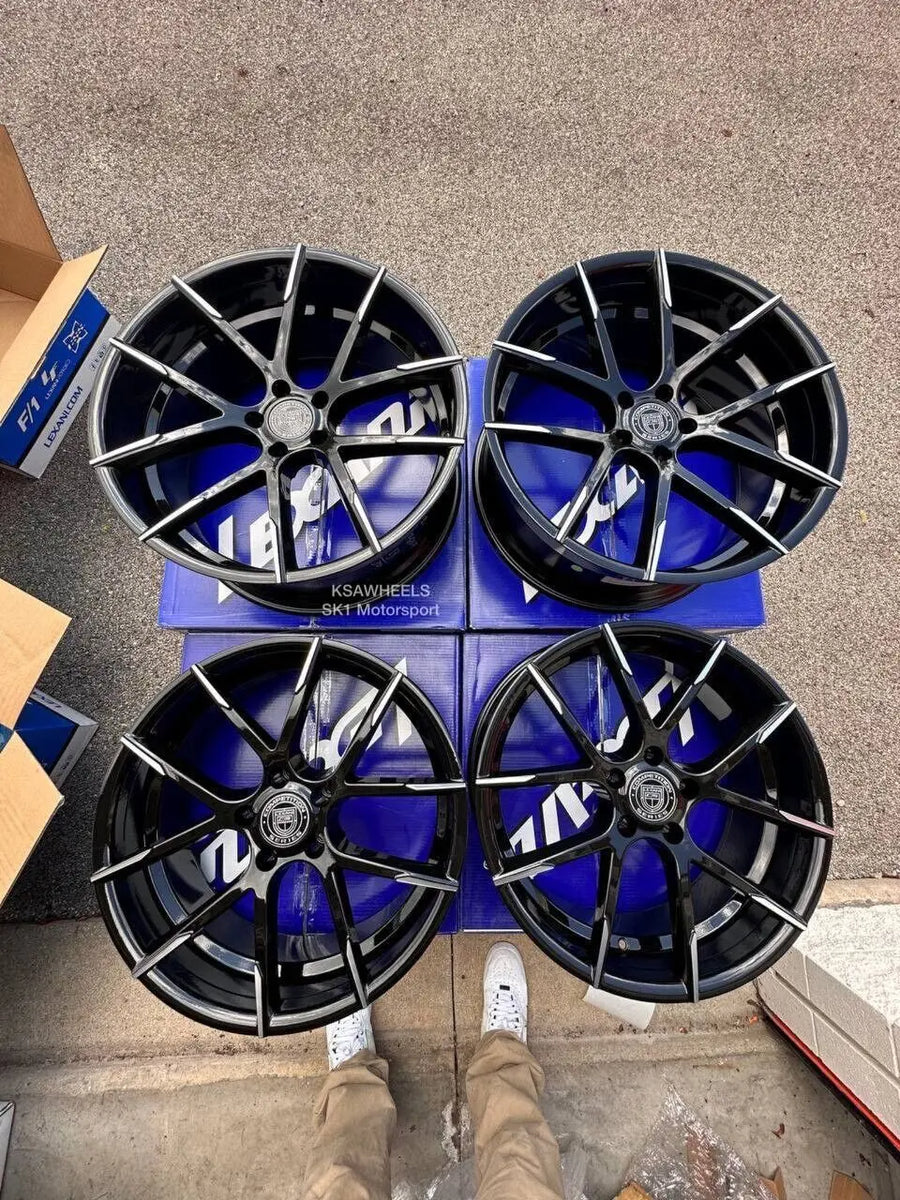 20/21" Lexani Stuttgart Wheels & Tires Glossy Black RIMS Staggered cus ...