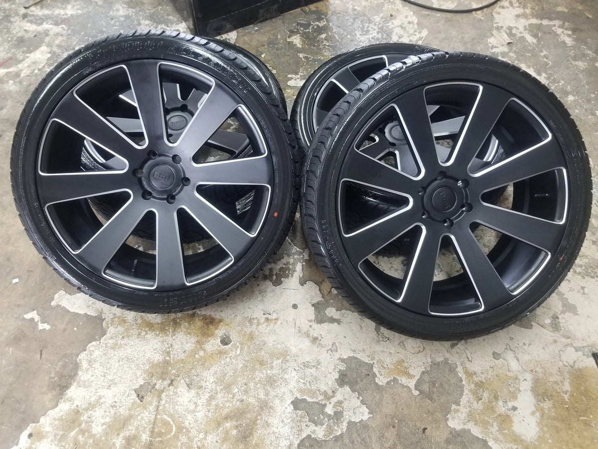24 INCH 24X10 DUB S187 8 ball RIMS AND TIRES PACKAGE NEW WHEELS Cadill ...