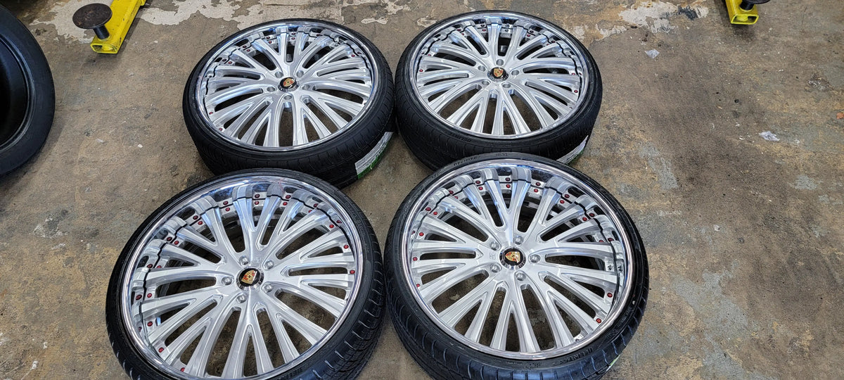 24 Inch 24x9 Rims Lexani LF-713 Chrome Wheels BP: 5x130 Tires 245/30RZ ...