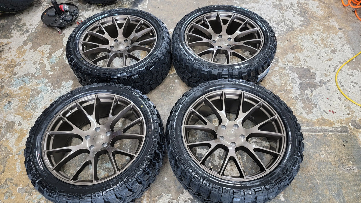 24" Inch 24x10 Dodge Hellcat Replica Wheels & 35x12.50 Lancaster Mud T ...