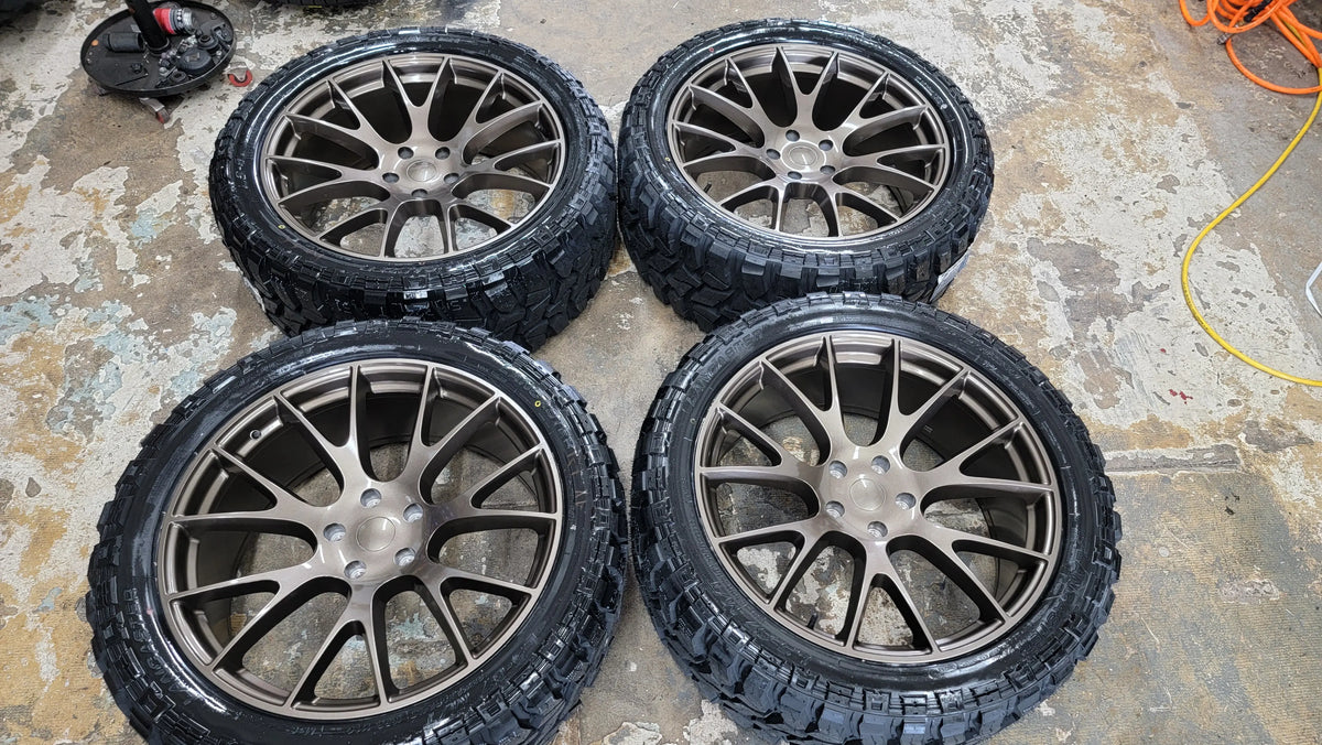 24" Inch 24x10 Dodge Hellcat Replica Wheels & 35x12.50 Lancaster Mud T ...
