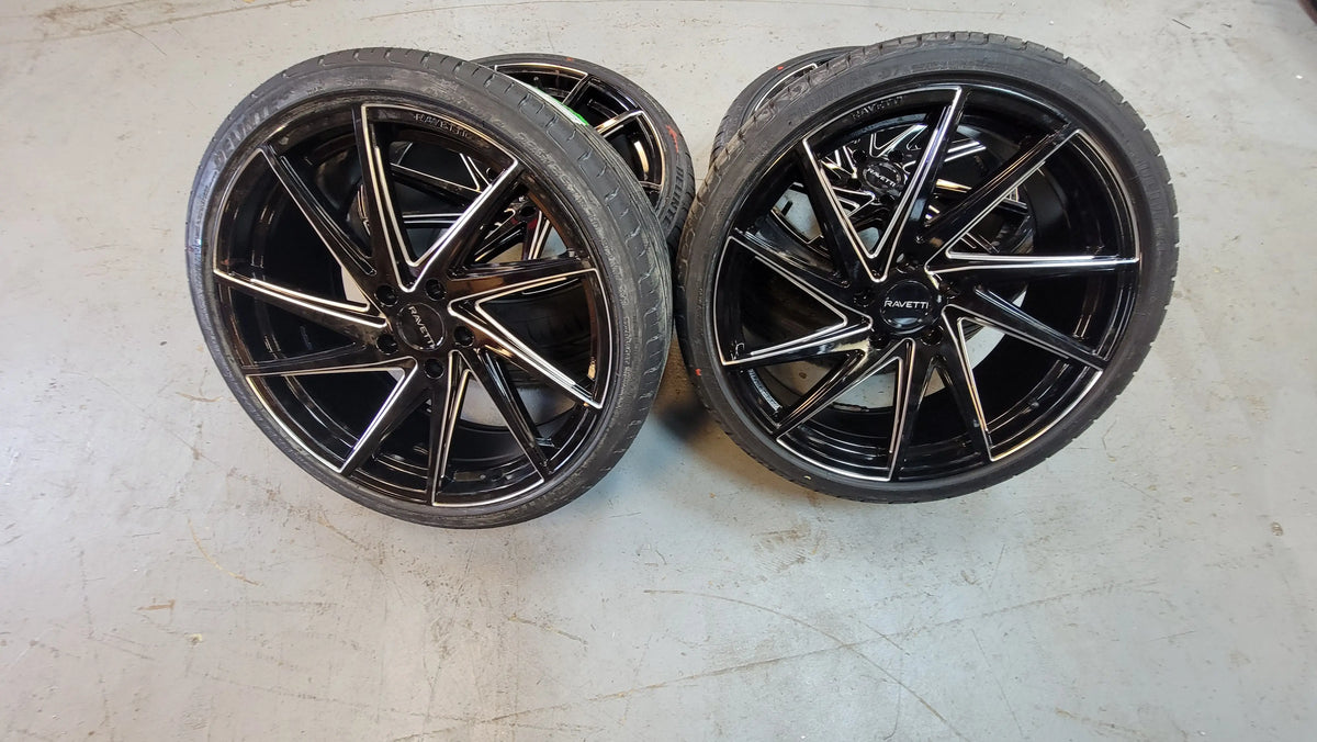 20 Inch Ravetti M10 RIMS AND TIRES PACKAGE NEW WHEELS Lexus, Bentley ...