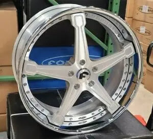 21/22" FORGIATO MARTELLATO Brushed Face Chrome RIMS Staggered 21x9(Fro ...