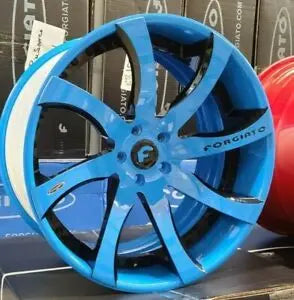 21/22" FORGIATO QUATTROSIMO Wheels Black & Blue RIMS Staggered 21x9(Fr ...