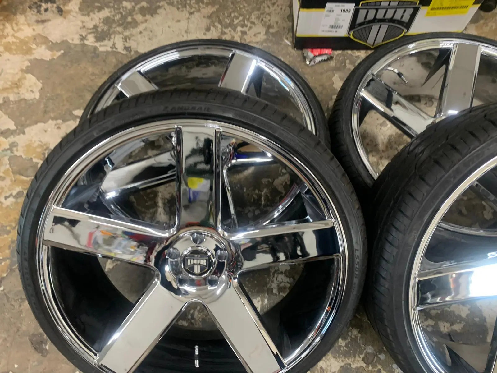 26" Inch Staggered 26x9 & 26x10 DUB Baller S115 Chrome Wheels Rim ...