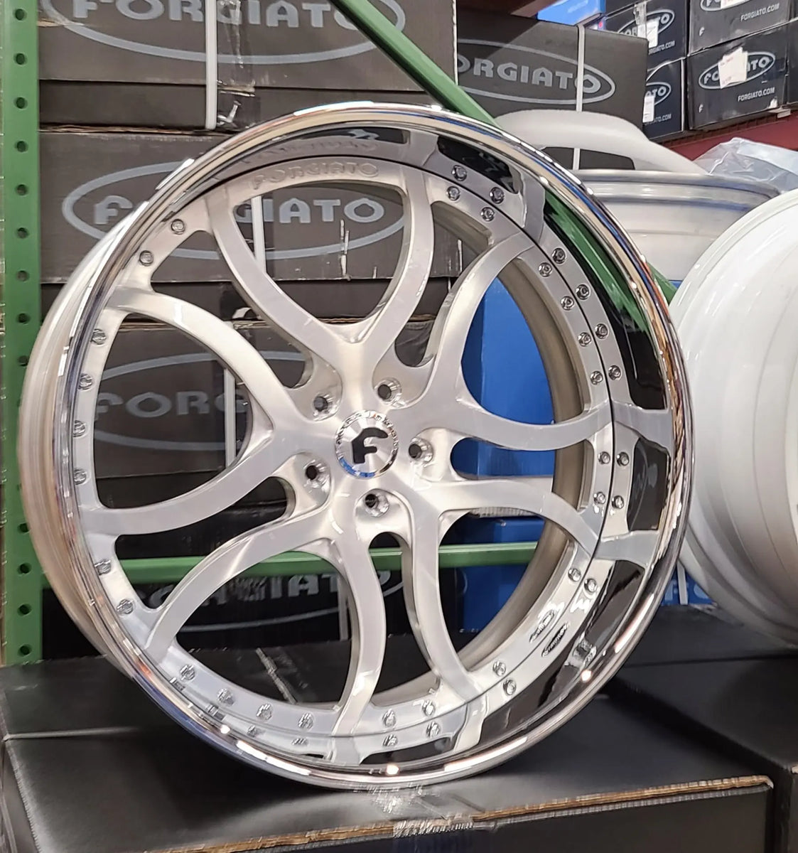 24" Inch Forgiato S216-B Rims Staggered wheels Brushed Face Chrome Lip ...