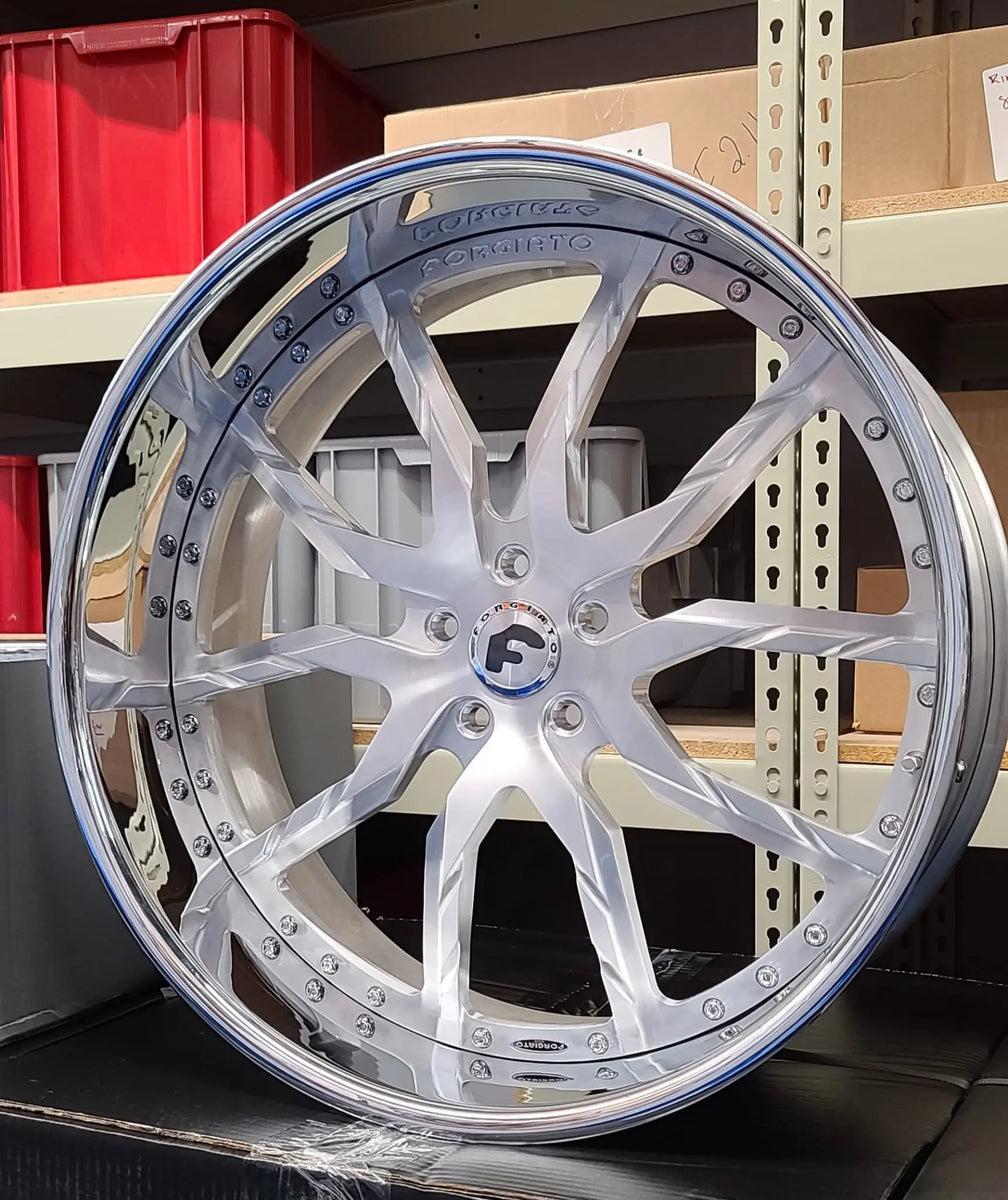 24" Inch Forgiato Formato B Rims Staggered wheels Brushed Face Chrome ...