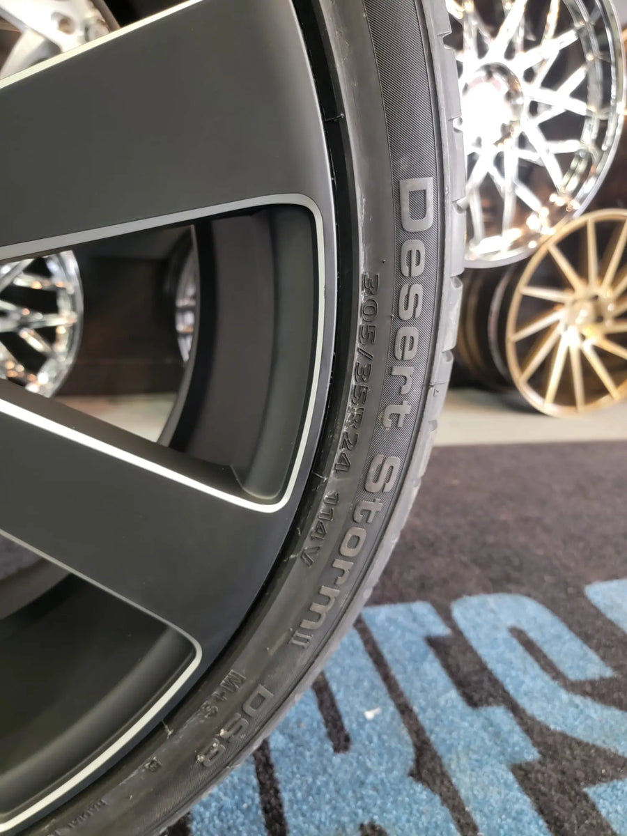 24" Dub 8-Ball Black w/milled Wheels 24x10 Rims 305/35R24 Delinte DS8 ...