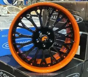 21/22" FORGIATO NB6 SEBRING Wheels Black & Orange RIMS Staggered 21x9 ...