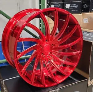 21/22" FORGIATO WHIPS Wheels Candy Red RIMS Staggered 21x9(Front) 22x1 ...