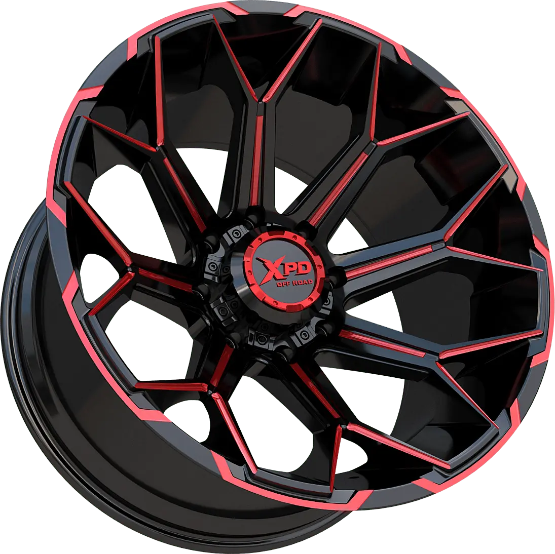 20 Inch 20x10 XPD rims 704 Red Milled Wheels BP: 6x135 Tires: 33x12.50 ...
