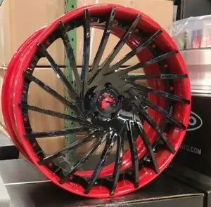 22/24" FORGIATO VENTOSO Black & Red RIMS Staggered 22X9 (FRONT) & 24X1 ...