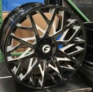 21/22" FORGIATO BLOCCO White & Black RIMS Staggered 21x9(Front) 22x12 ...