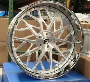 26" FORGIATO BLOCCO BRUSHED CHROME WHEELS STAGGERED 26X9, 26X10 RIMS 5 ...