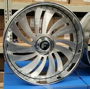 26" FORGIATO CANALE RIMS Brushed Chrome Staggered 26x9(Front) 26x10(Re ...