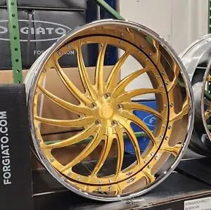 24" FORGIATO WHIPS Brushed Gold RIMS Staggered 24x9(Front) 24x10(Rear ...