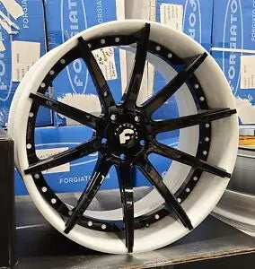 21/22" FORGIATO S2.06 Wheels GLOSS BLACK AND WHITE RIMS Staggered 21x9 ...